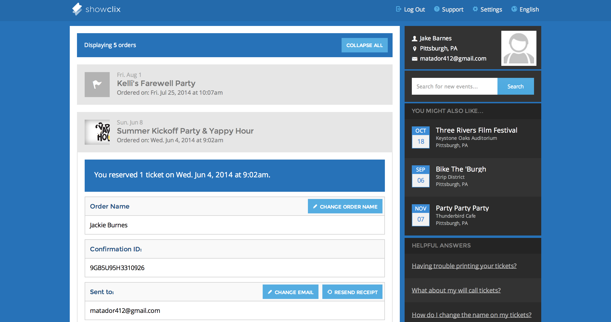 Edit Account Info (Email, Name, Password)